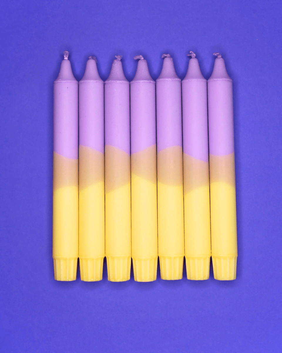 Kronelys - Pastell Lilla og Gul – COLORPOP